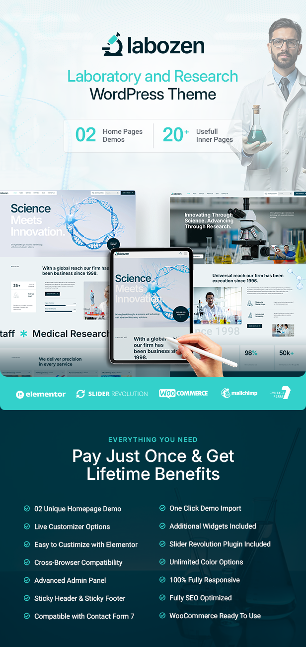 Labozen – Science Research & Laboratory WordPress Theme | ThemeMag